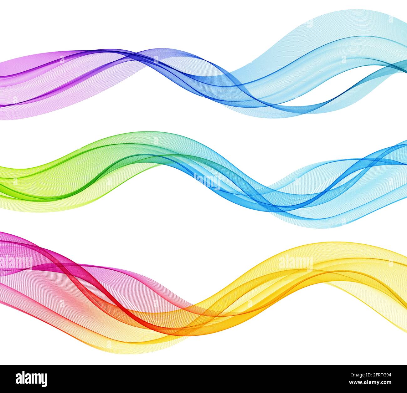 Vector abstract colorful flowing wave lines isolated on white background. Design element for ...