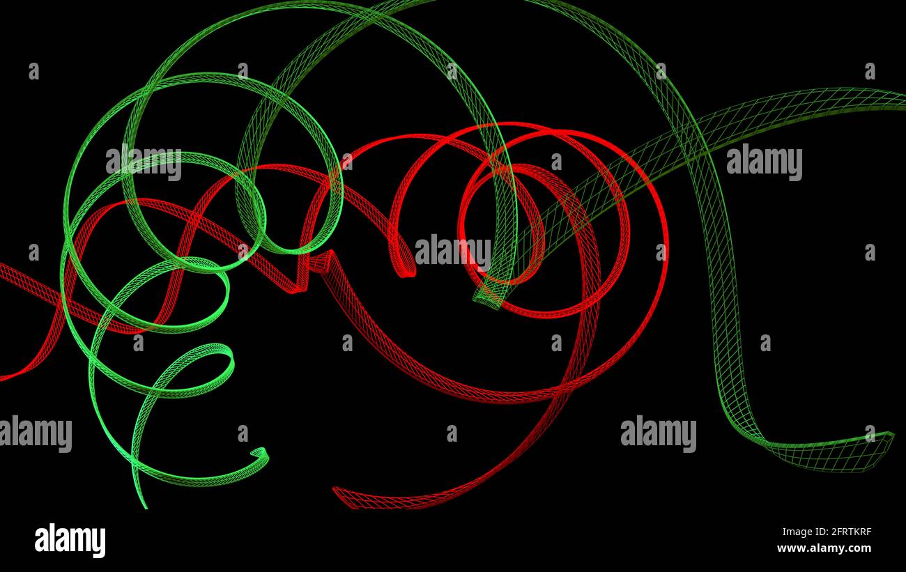 Red and green helix structure on black background - 3D rendering ...