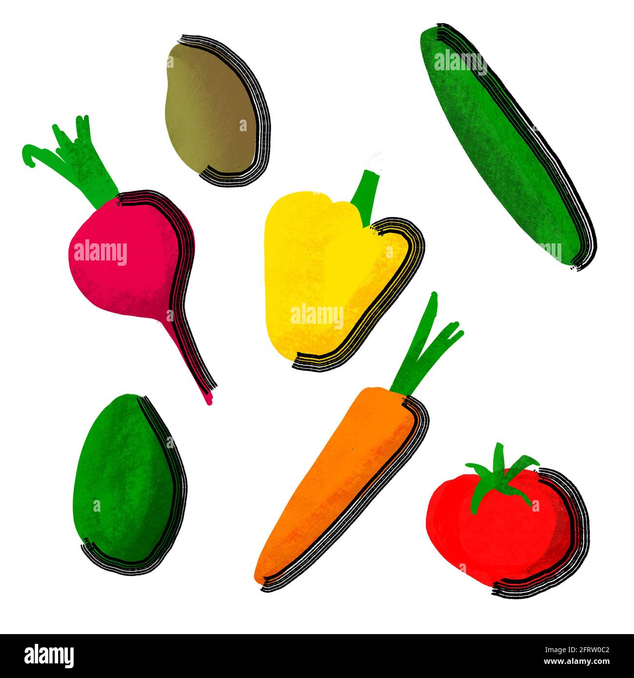 Illustration of set vegetables isolated on white background Stock Photo ...