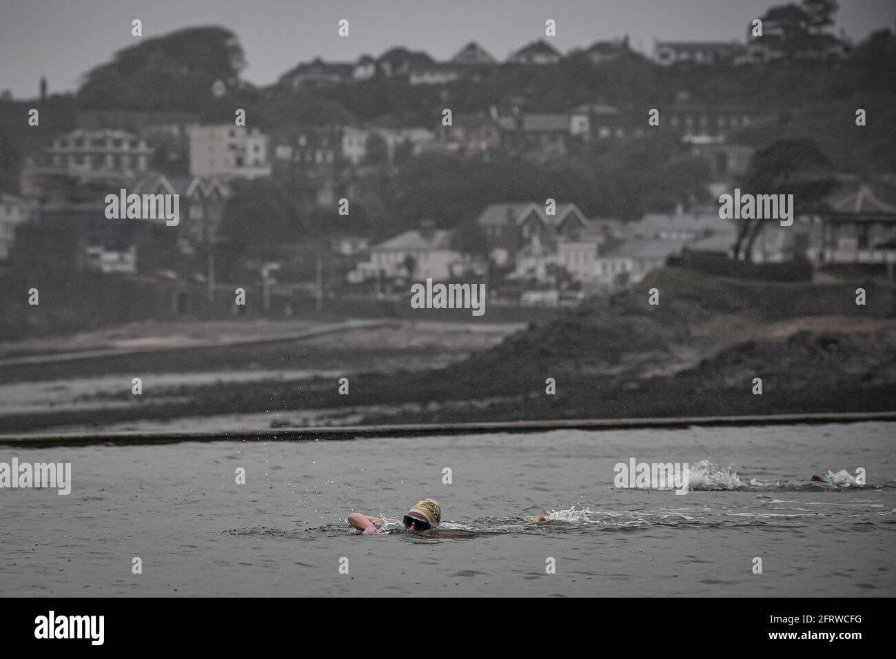 Swimmers at Clevedon Marine Lake, Clevedon, Somerset. Picture date ...