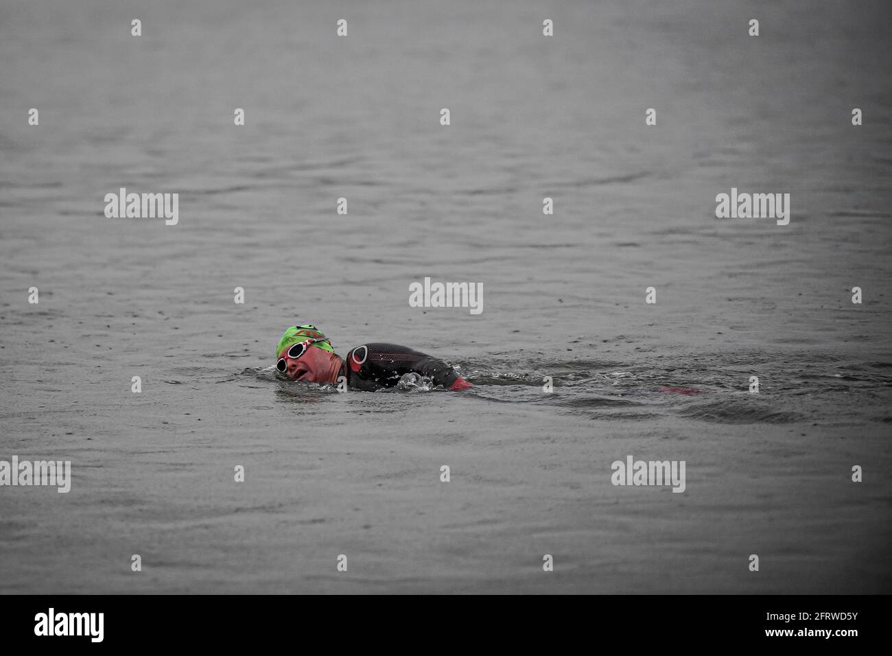 Swimmers at Clevedon Marine Lake, Clevedon, Somerset. Picture date ...