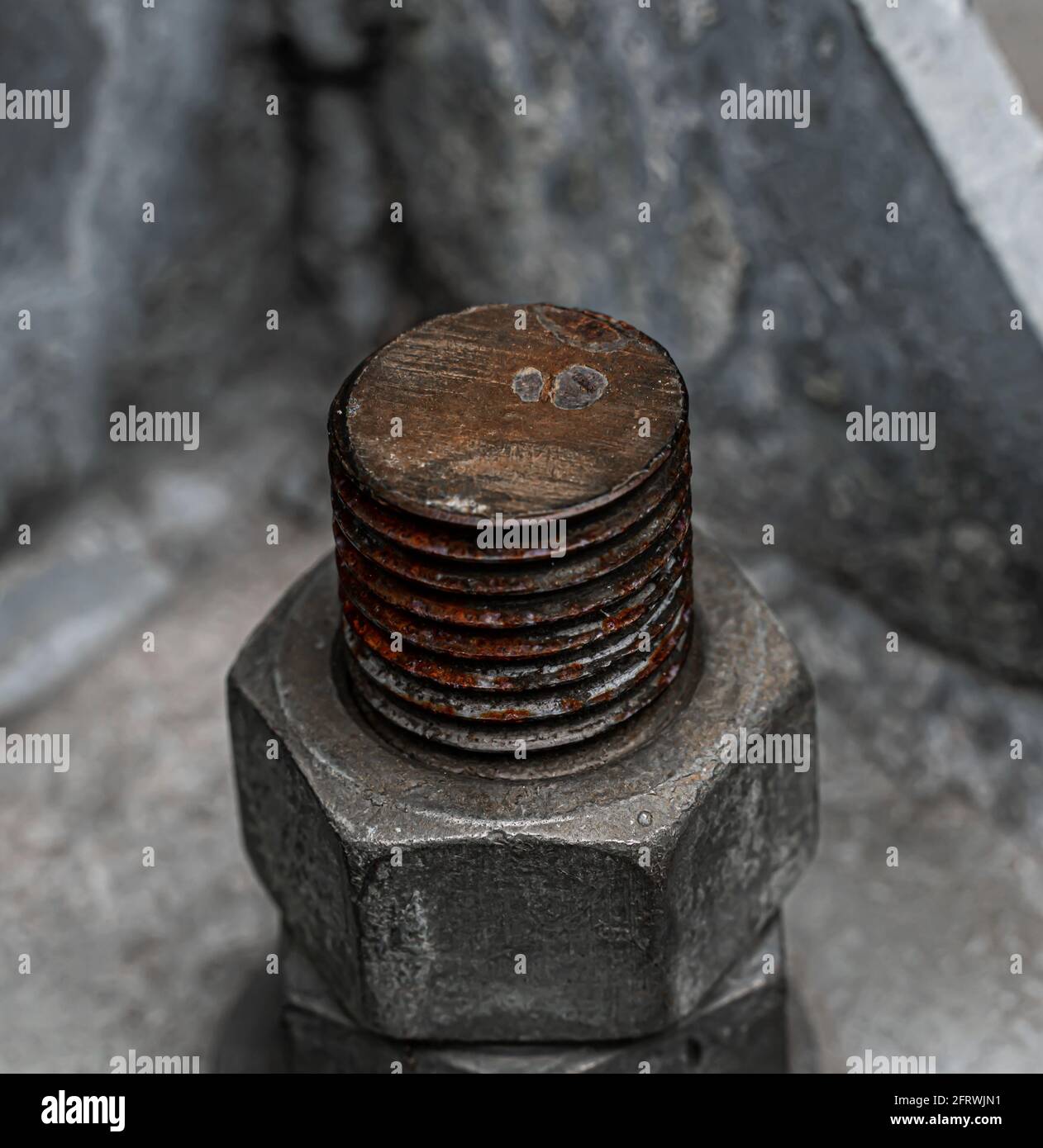 Massive rusted nut and bolt fastener. Close up image Stock Photo - Alamy