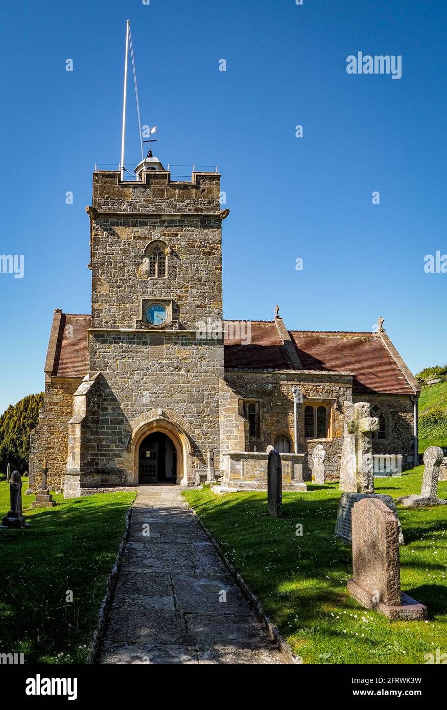 The tiny church at Cucklington in the UK with its little churchyard ...