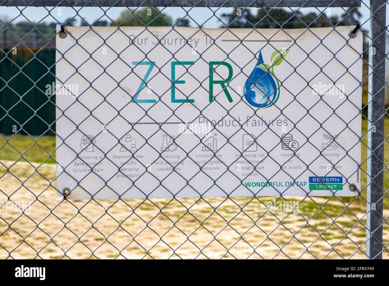 Severn Trent water company sign at sewage works, Sutton, Suffolk ...