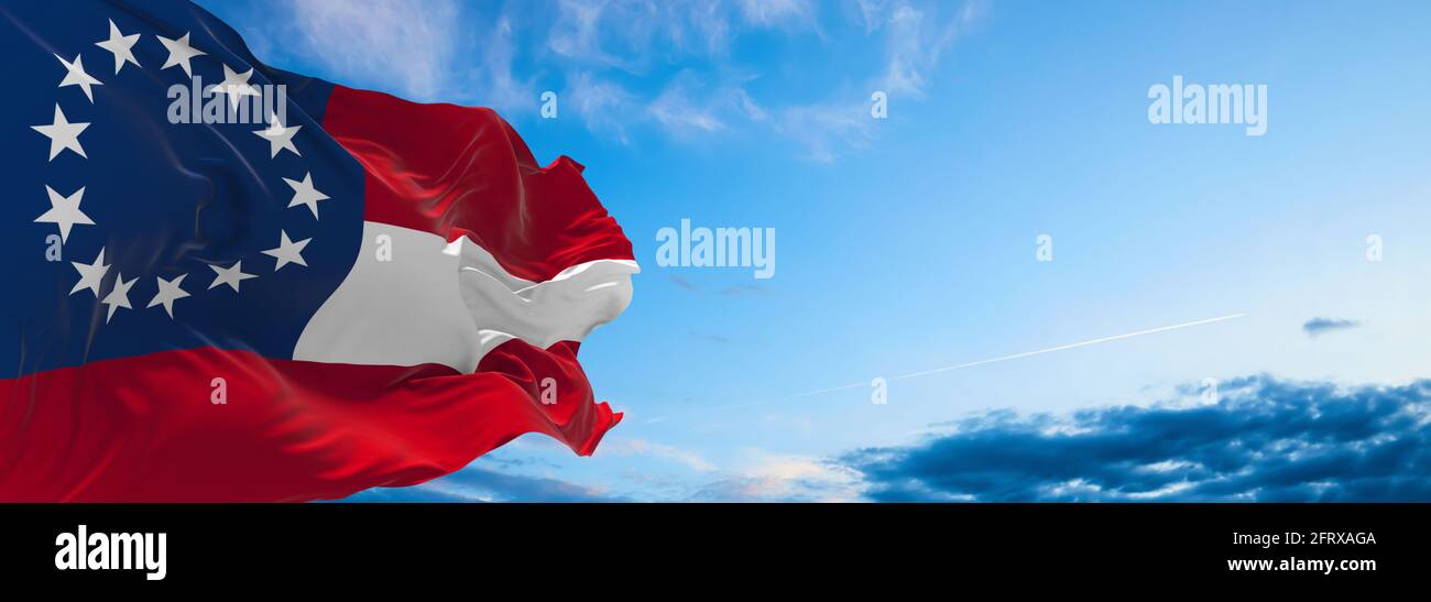 flag of the Confederate States of America 1861-1863 at cloudy sky ...