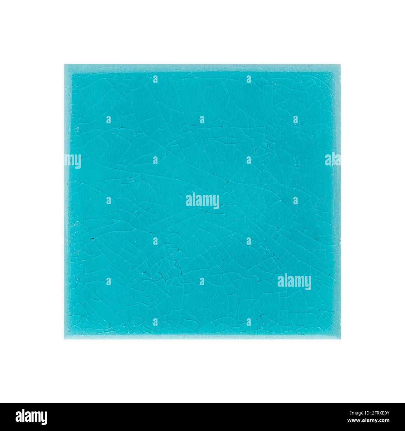 Closeup shot of a turquoise blue ceramic tile surface isolated on a ...