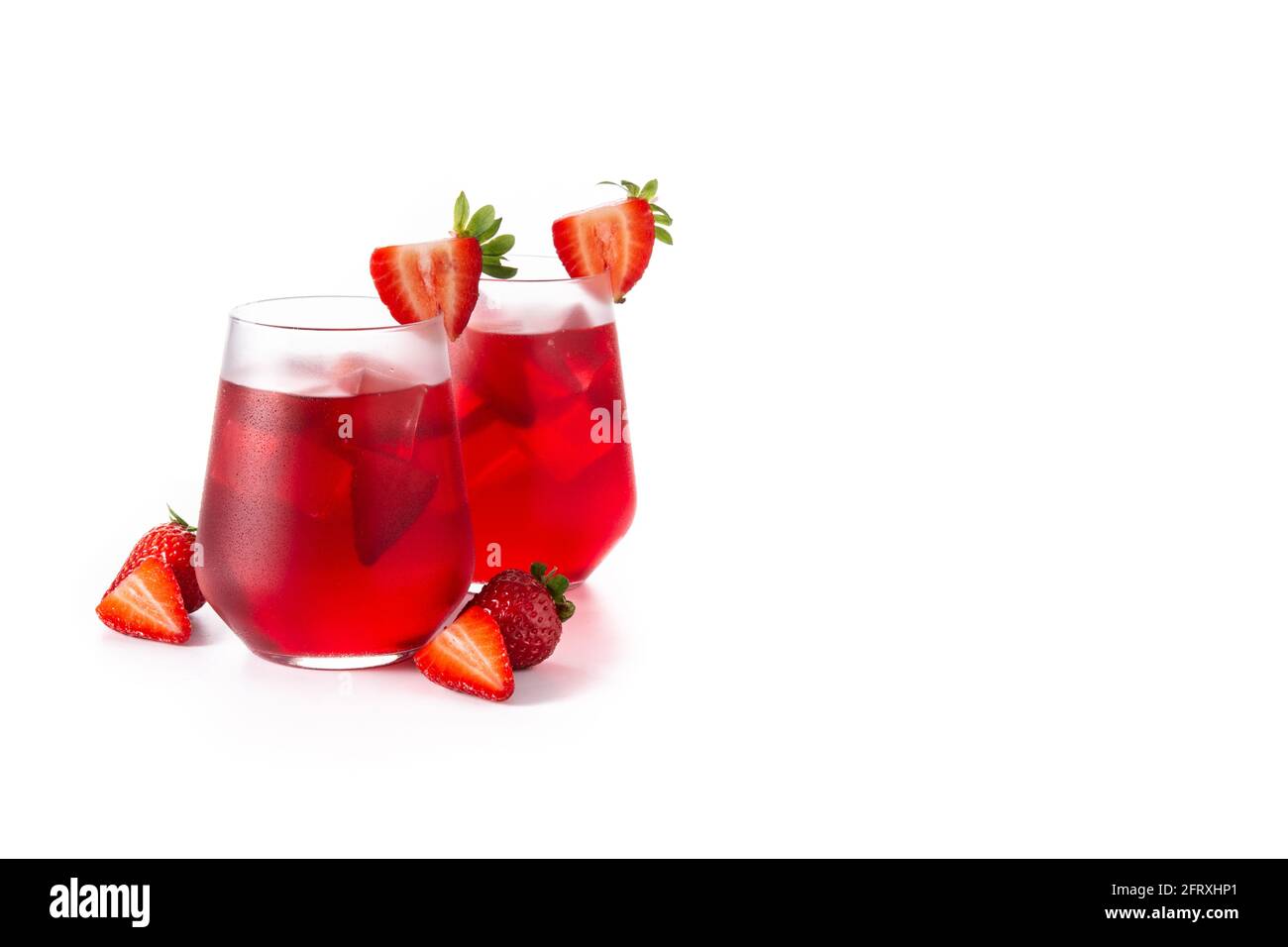 Strawberry cocktail in glass isolated on white background Stock Photo ...