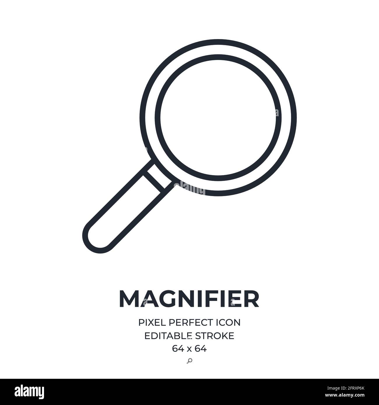 Magnifier editable stroke outline icon isolated on white background ...