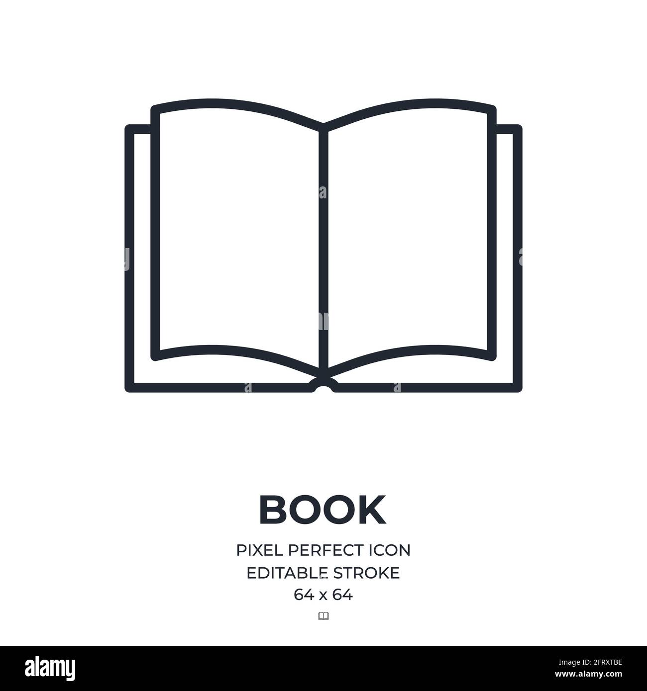 Book editable stroke outline icon isolated on white background flat ...