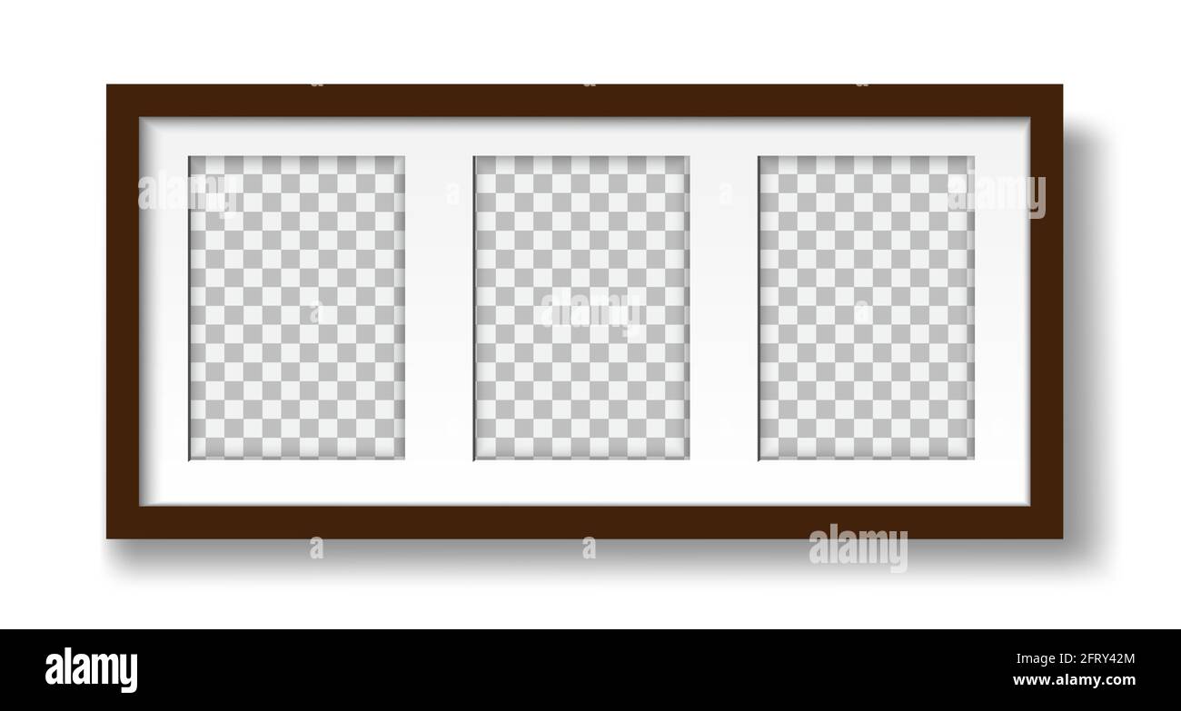 Picture on the wall. Layout of a mat frame for three photos, for ...