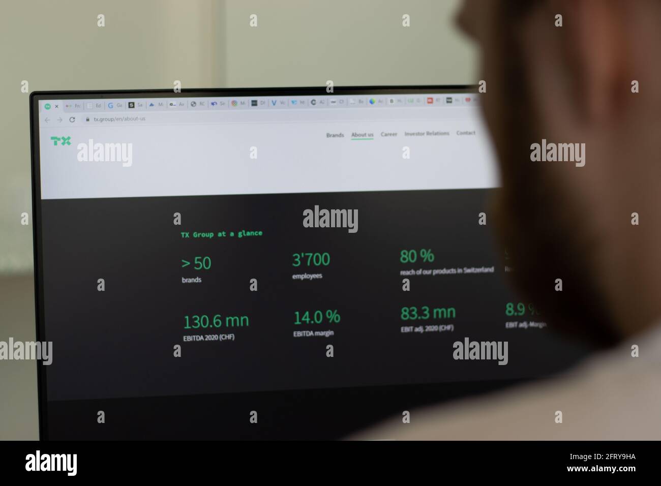 New York, USA - 1 May 2021: TX Group company website on screen ...