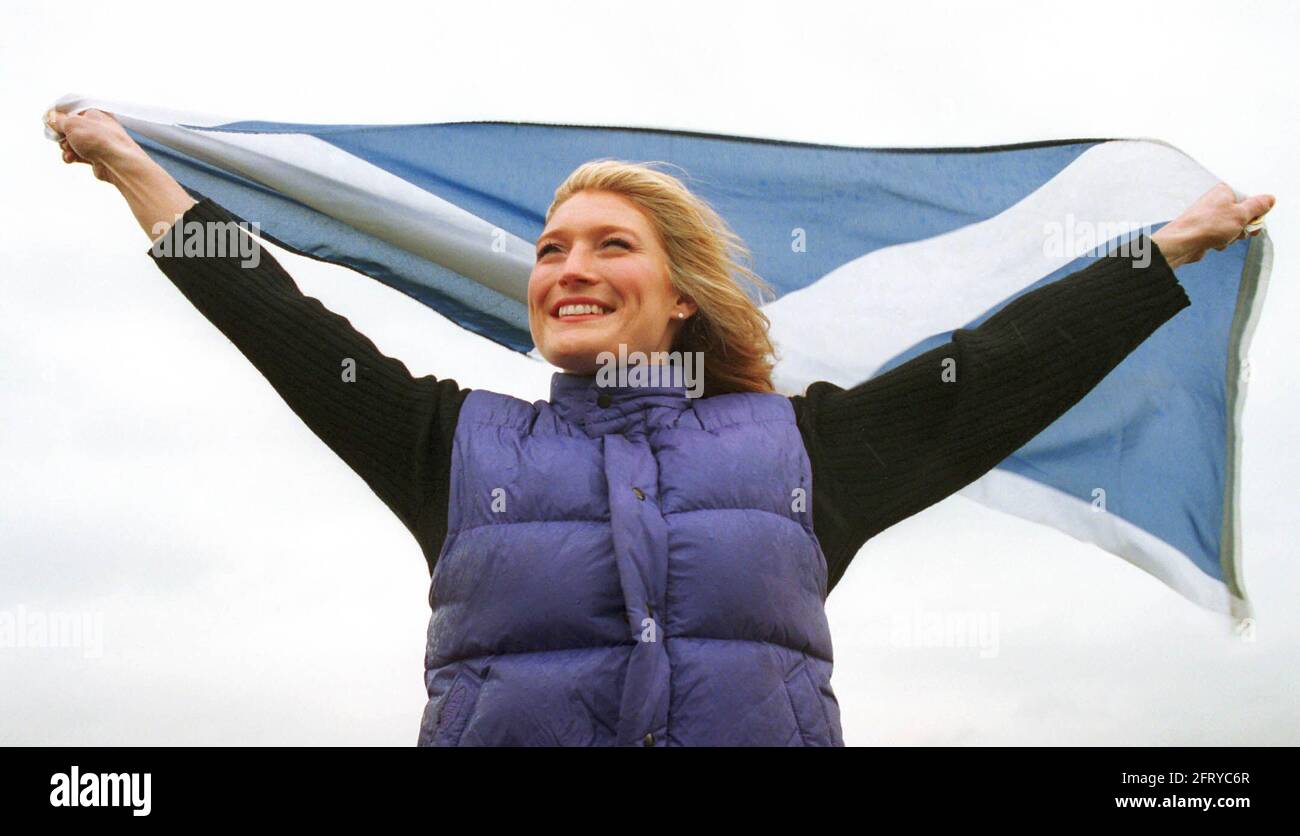 Ali Paton also known as Siren from the TV show Gladiators holds aloft ...