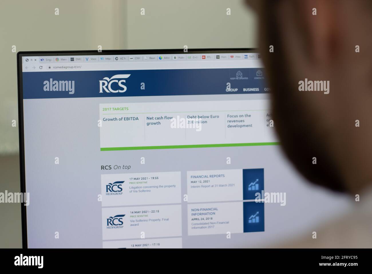 New York, USA - 1 May 2021: RCS MediaGroup company website on screen ...