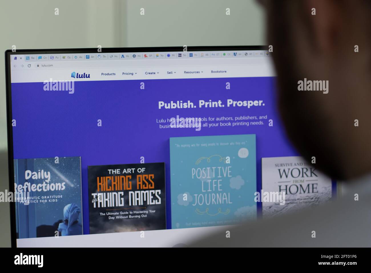 New York, USA - 1 May 2021: Lulu Press company website on screen ...