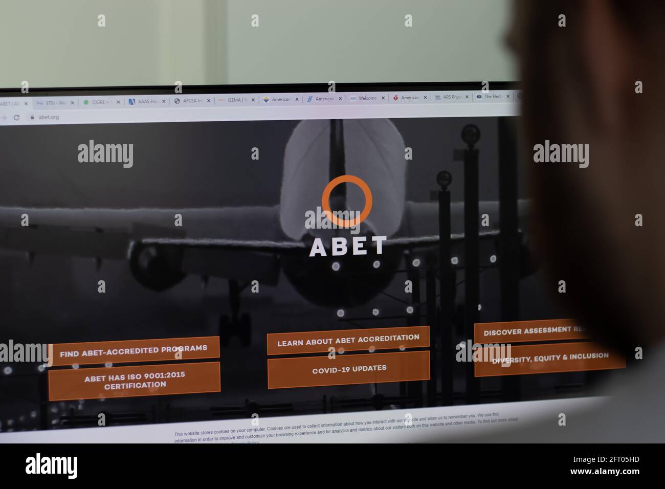New York, USA - 1 May 2021: ABET company website on screen ...