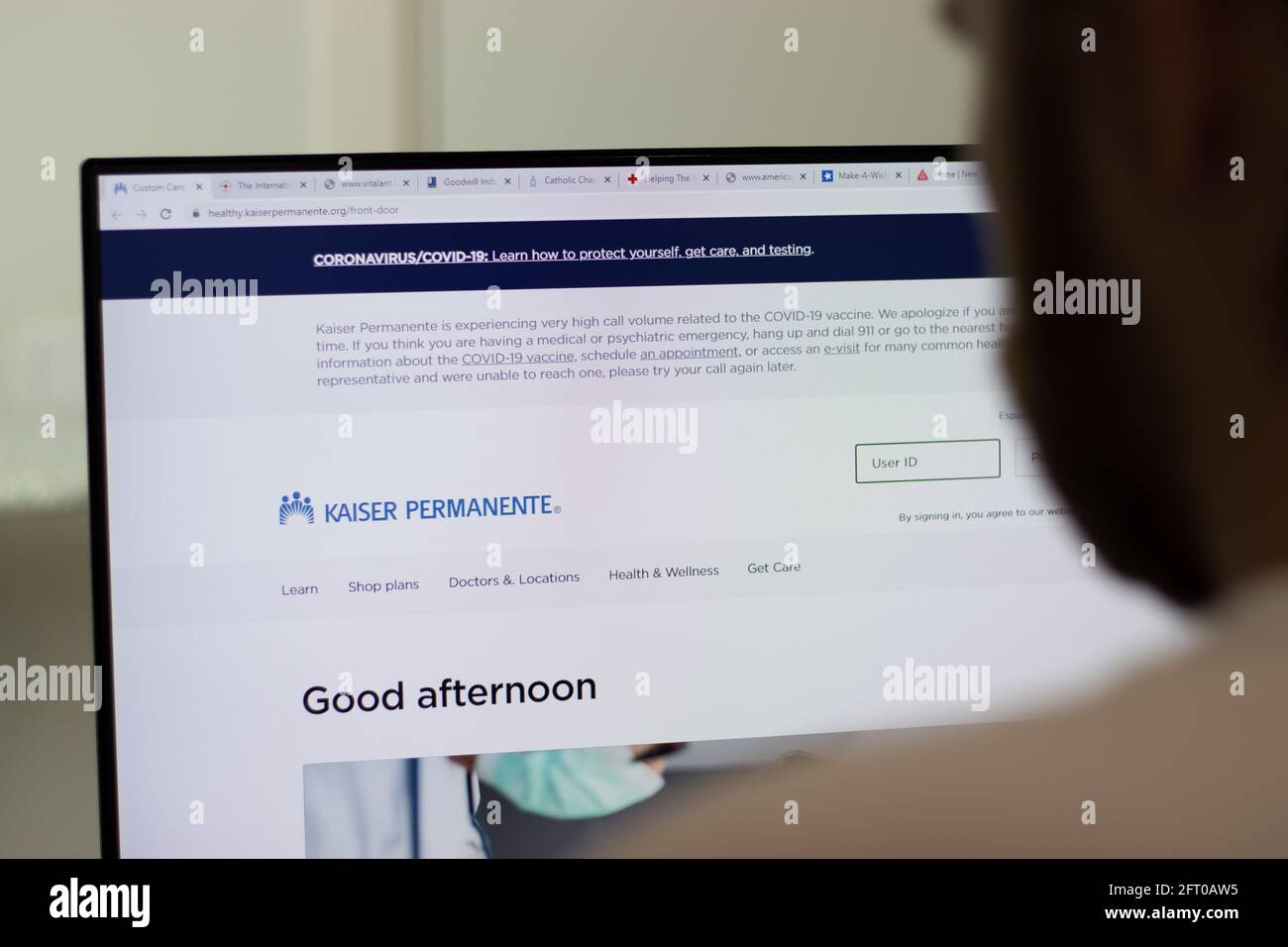 New York, USA - 1 May 2021: Kaiser Permanente company website on screen ...