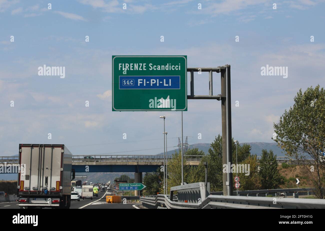 Italian road signs motorway with directions to reach the cities of ...