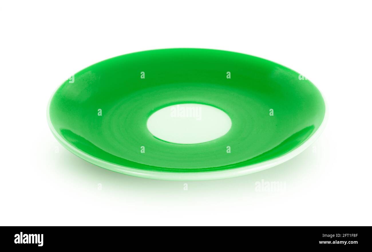 empty green plate isolated on white background Stock Photo - Alamy