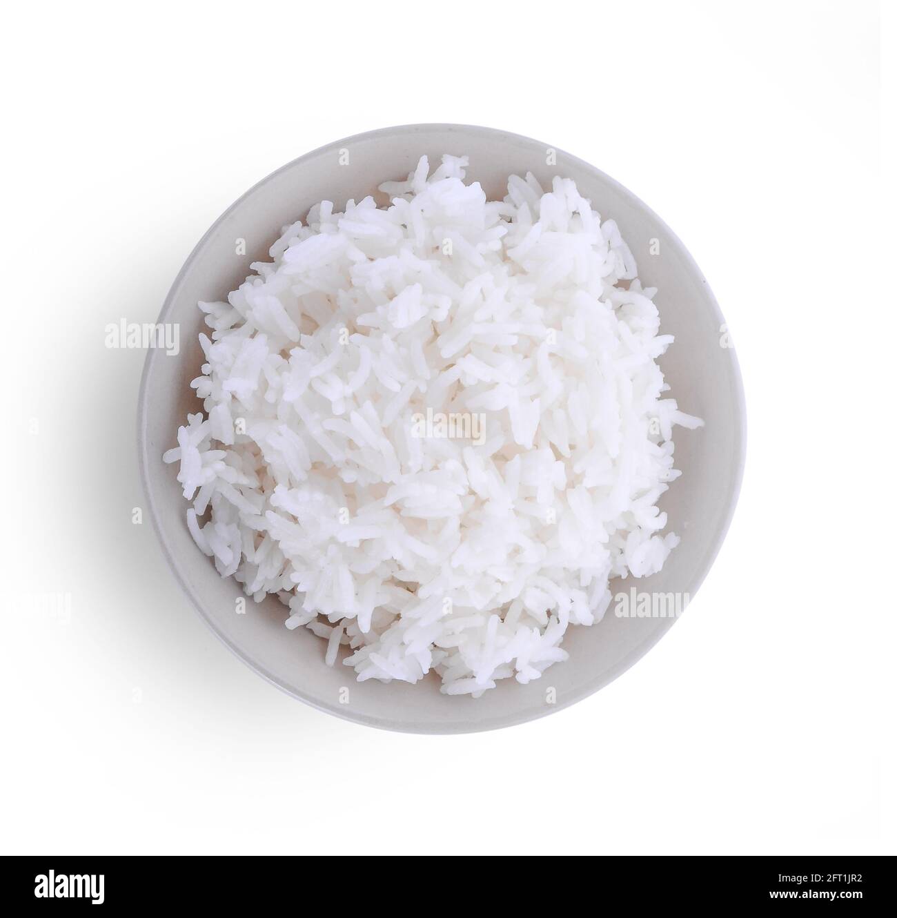 top view rice in bowl isolated on white background Stock Photo - Alamy