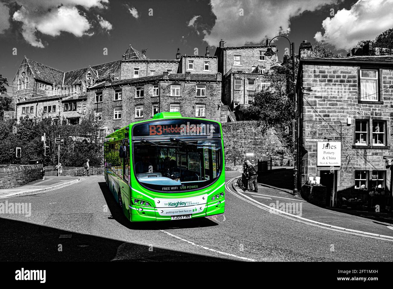Bronte Bus, B3, Hebden Bridge, Calderdale, West Yorkshire Stock Photo ...