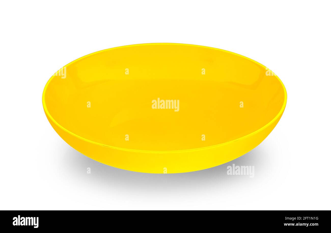 yellow plate isolated on white Stock Photo - Alamy