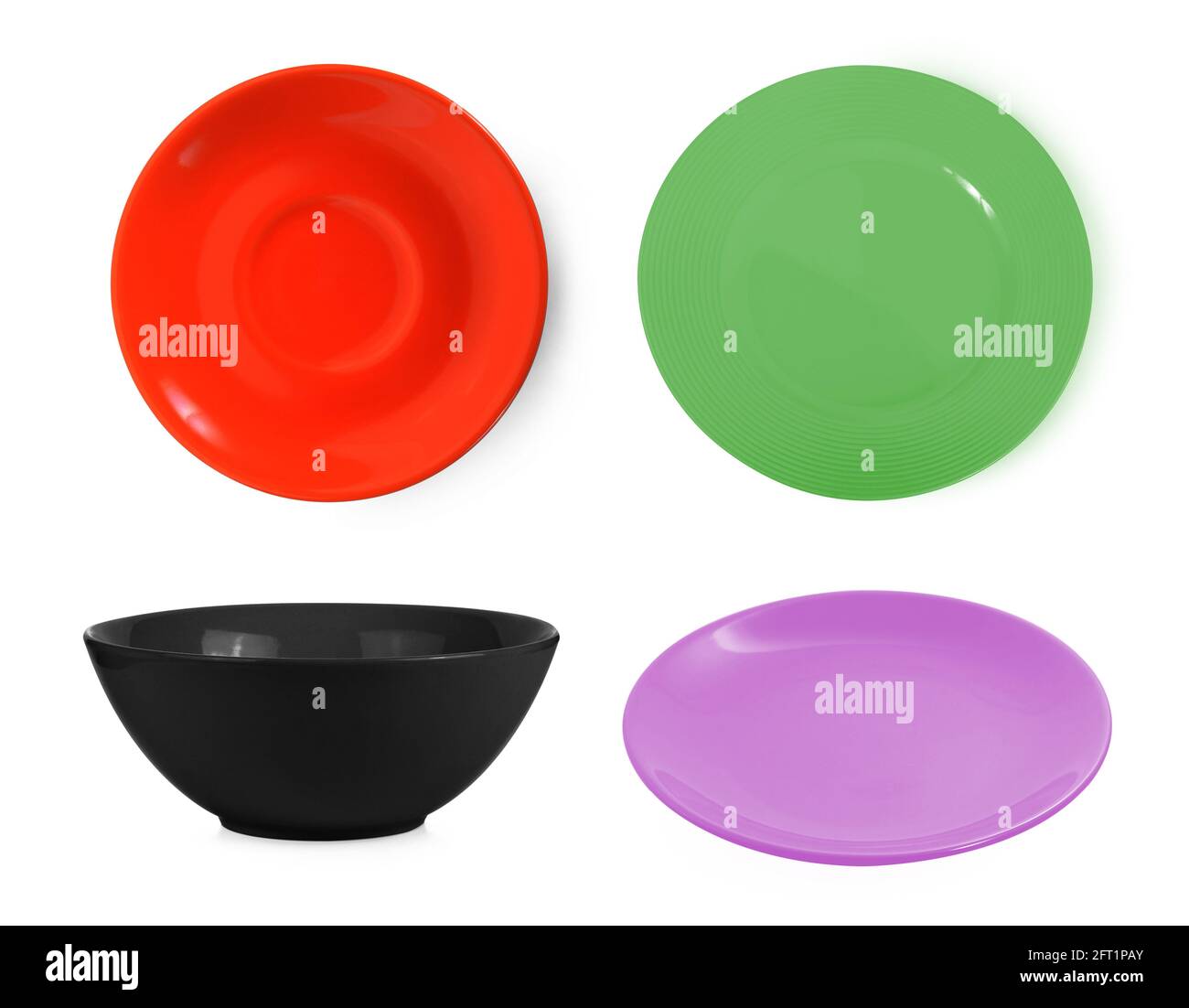 set of color plate on white background Stock Photo - Alamy