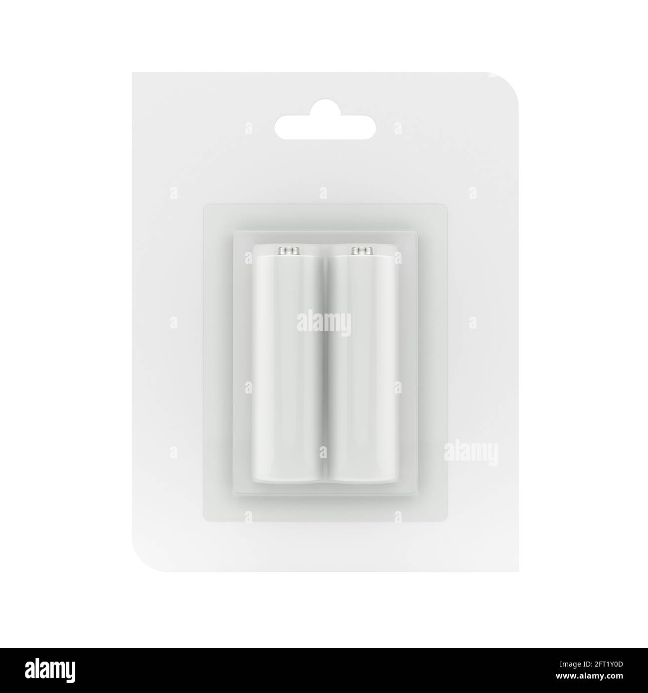 Blister pack of two batteries. Front view, 3D rendering Stock Photo - Alamy