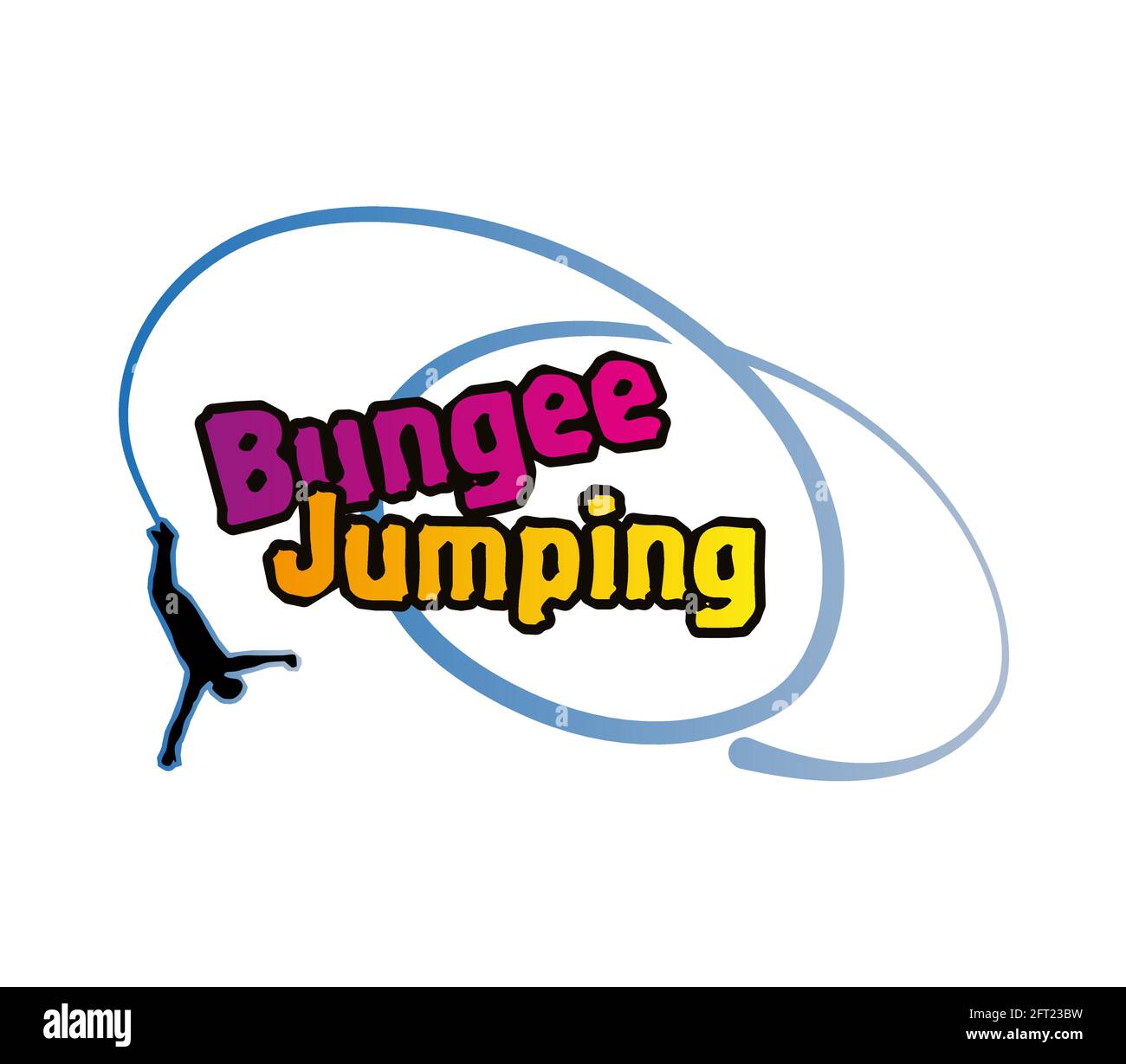 Bungee jumping colorful logo with a silhouette of a man. Ready logo ...