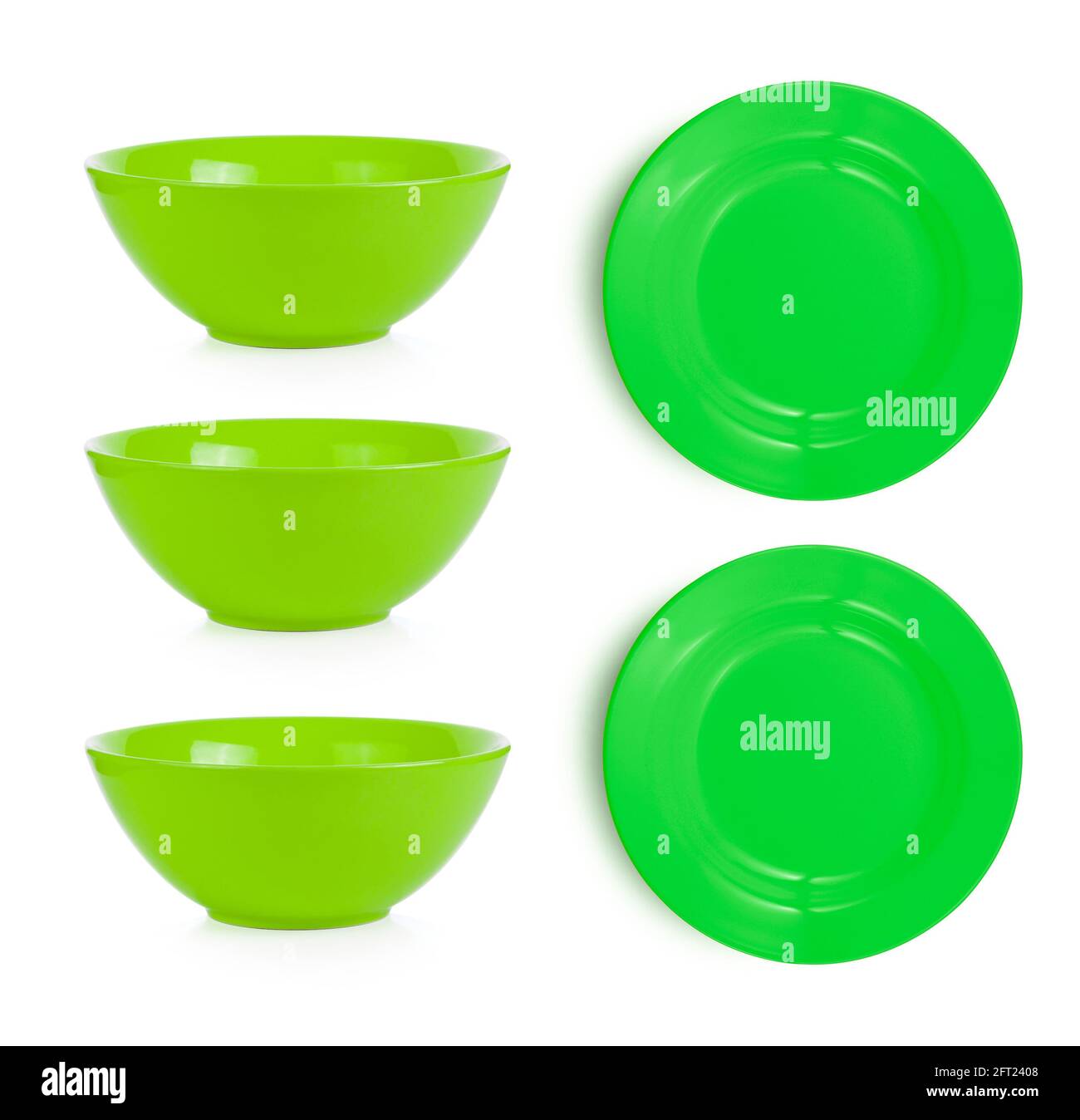 set of plate on white background Stock Photo - Alamy