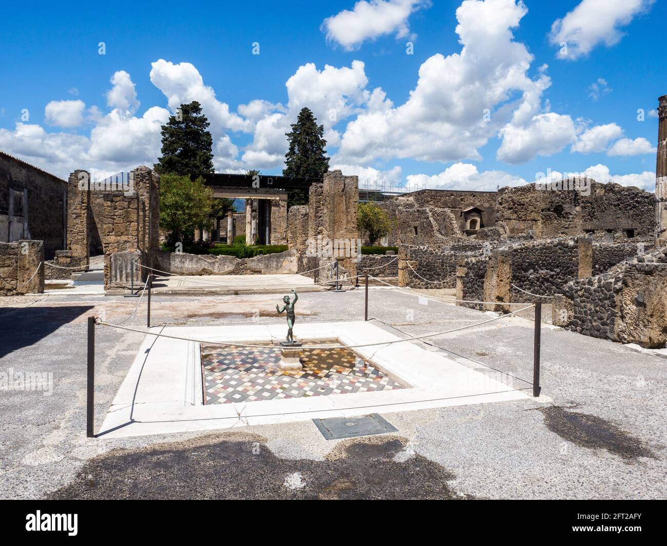 Bronze statue of a dancing faun in the House of the Faun (Casa del ...