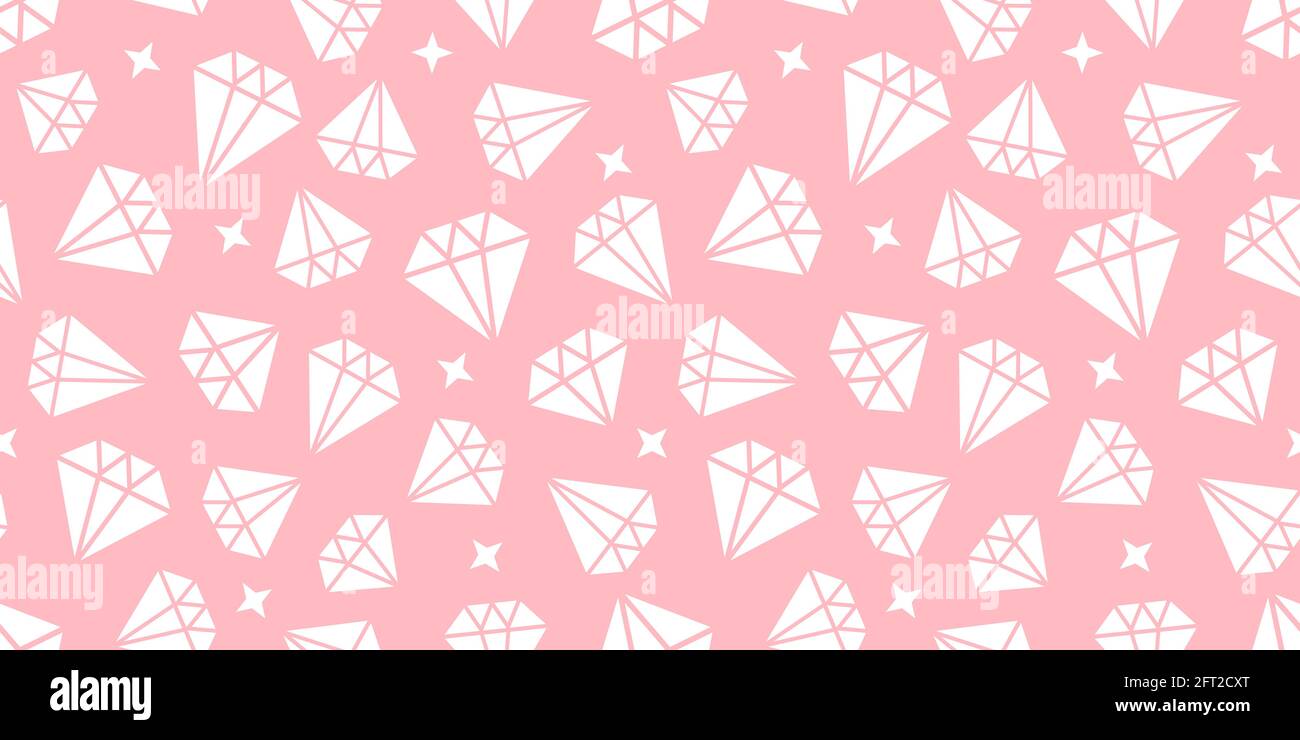 Girly diamonds seamless pattern. Vector white geometric illustration on ...