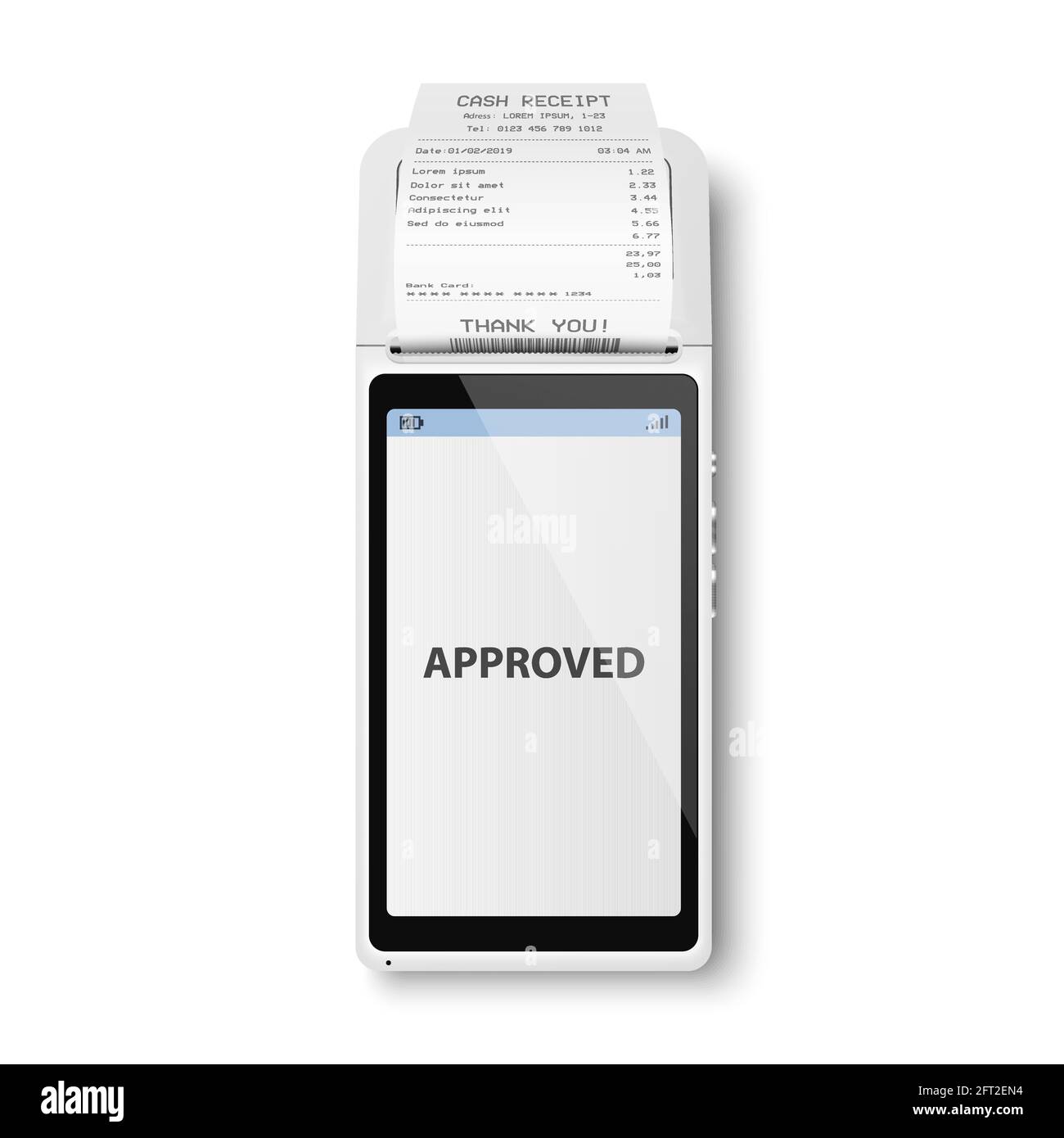 Vector Realistic White 3d Payment Machine. POS Terminal, Paper Receipt Closeup Isolated ...