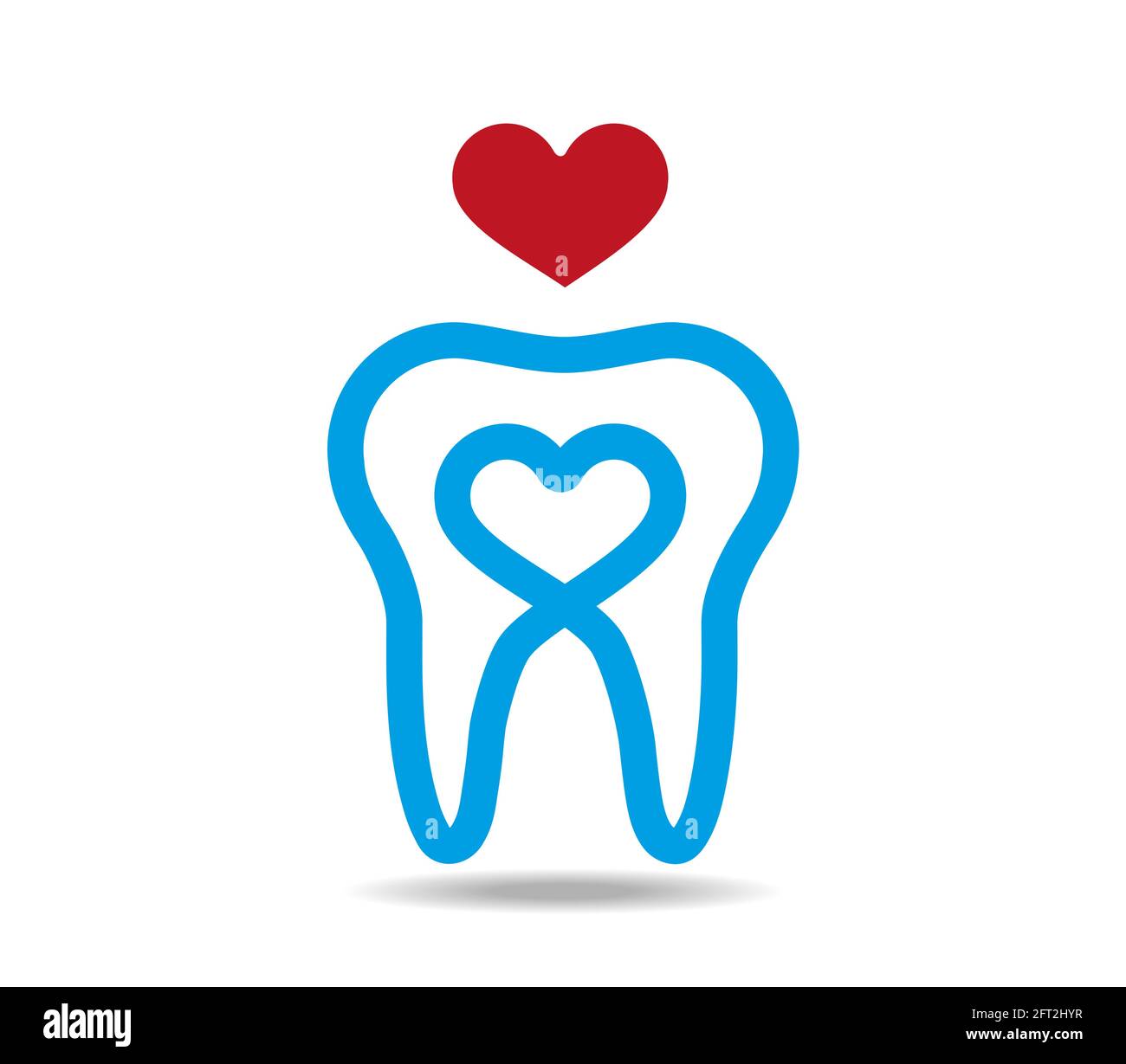 Tooth and heart drawn one blue line and a red heart above Stock Vector ...