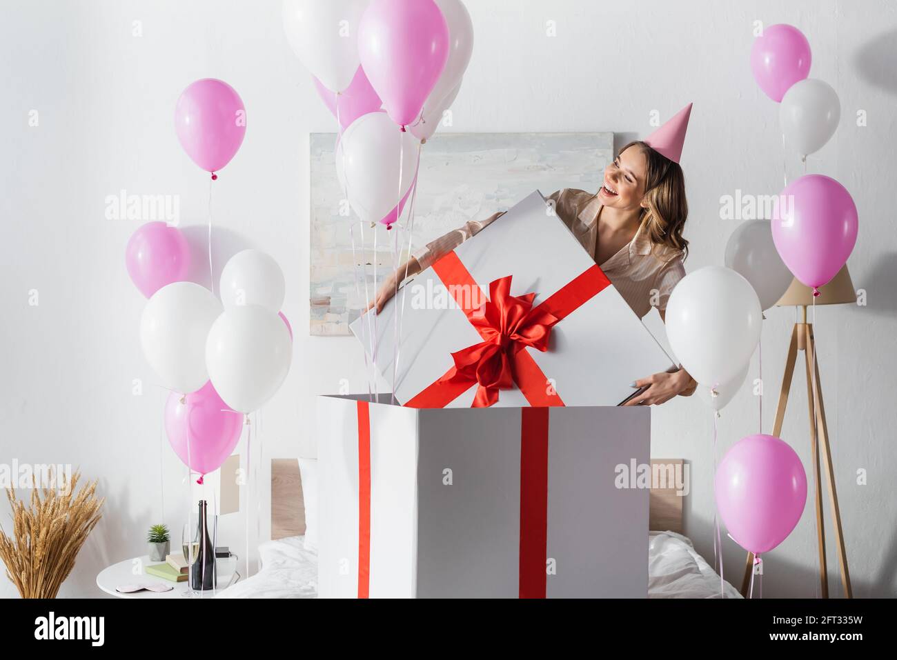 Present huge box woman hi-res stock photography and images - Alamy
