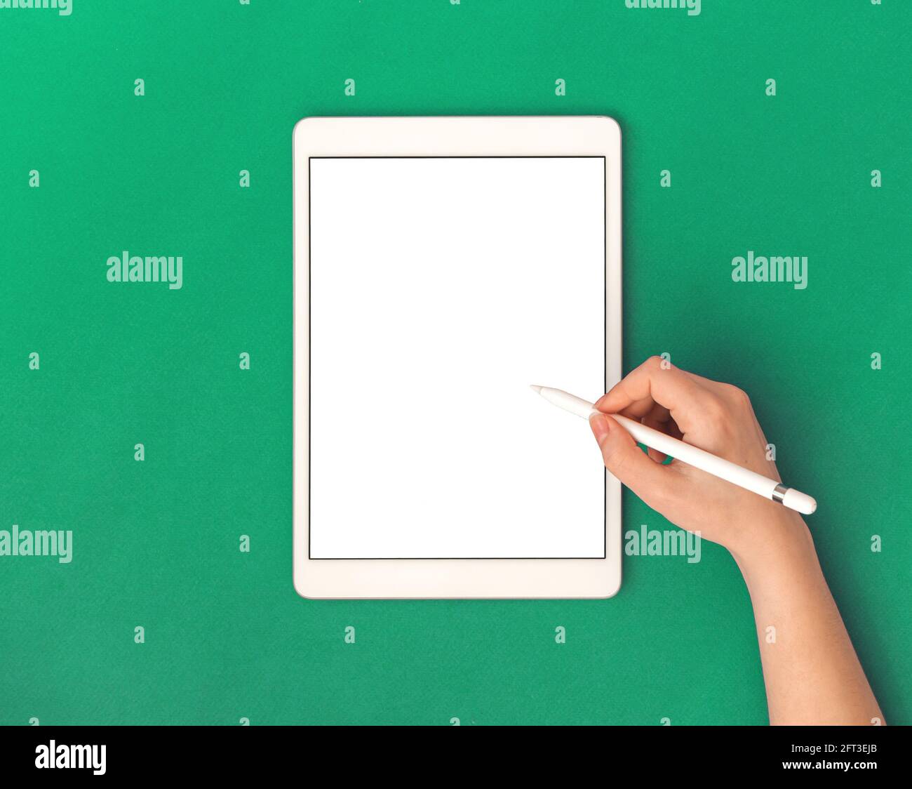 Tablet education and application mockup with blank white screen and ...