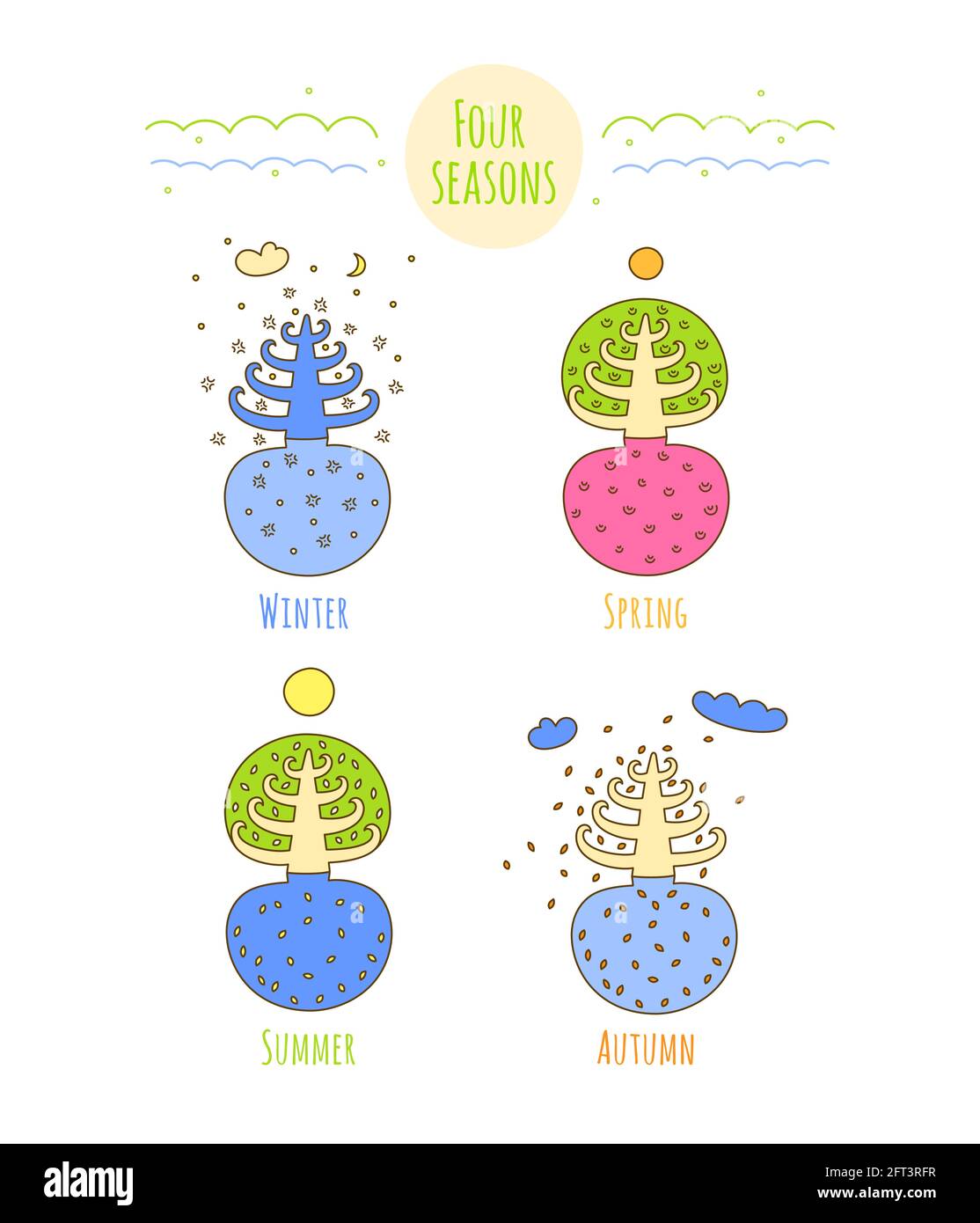 Four seasons cartoon illustration hi-res stock photography and images ...
