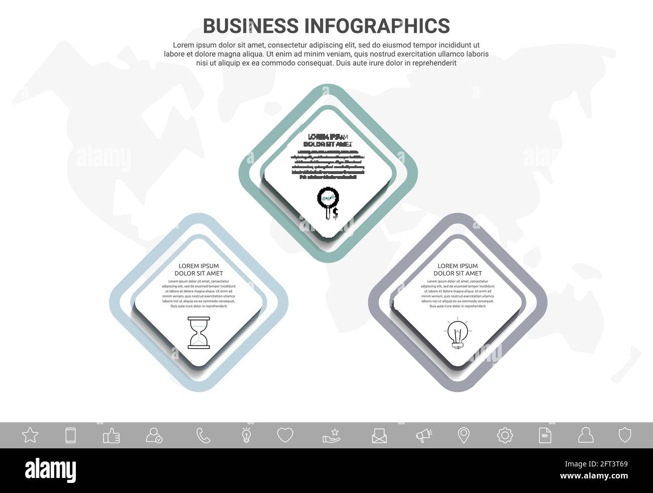 Vector infographic rhombus. Business concept of 3 options and squares ...