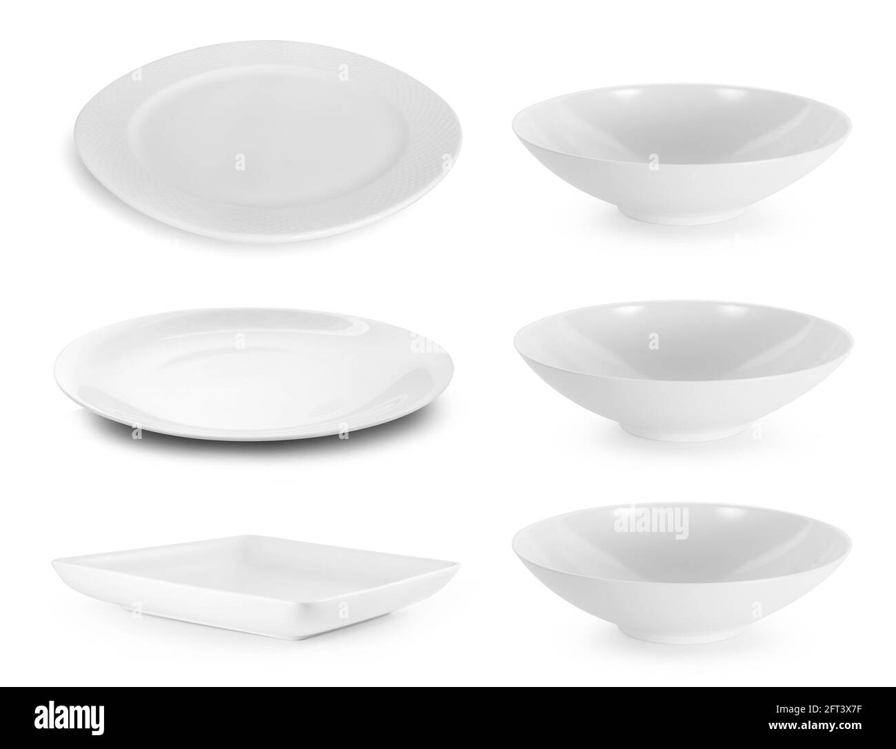 set of plate on white background Stock Photo - Alamy
