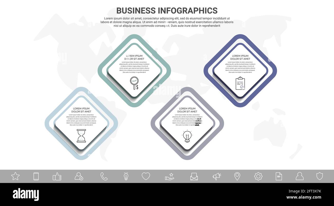 Vector infographic rhombus. Business concept of 4 options and squares ...