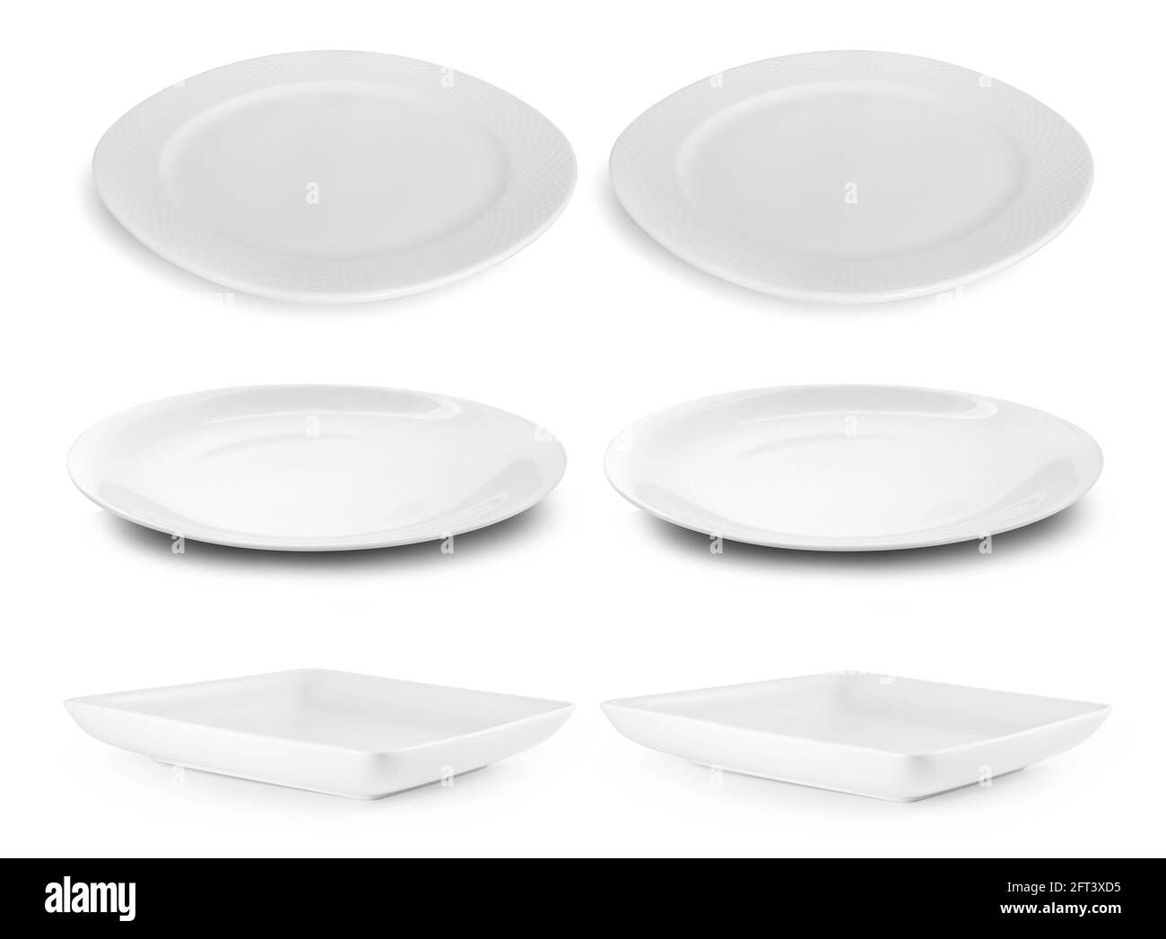 set of plate on white background Stock Photo - Alamy