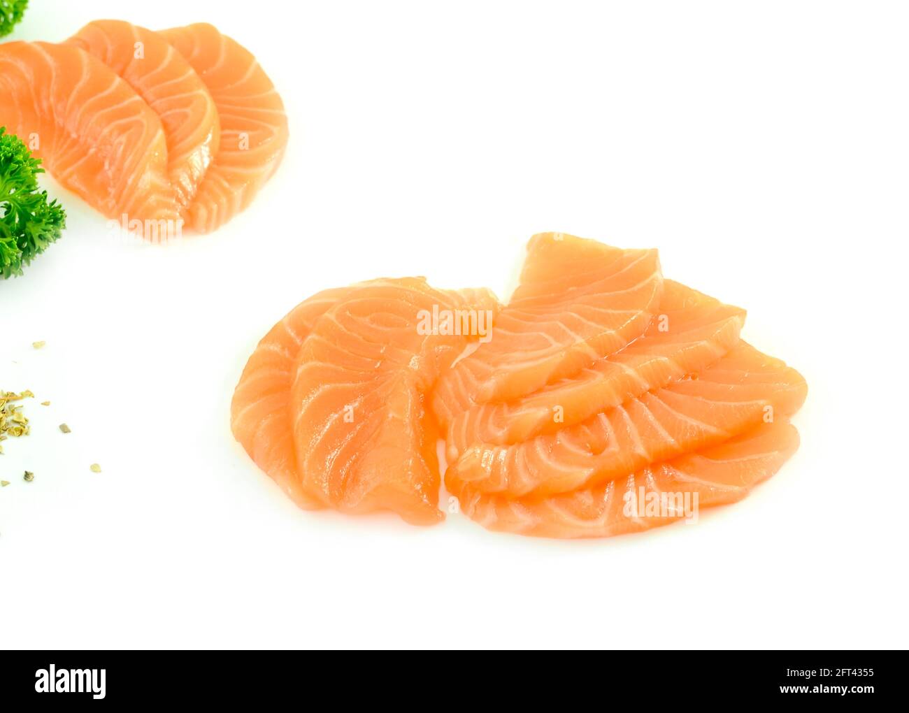 salmon fillets on white background Stock Photo - Alamy