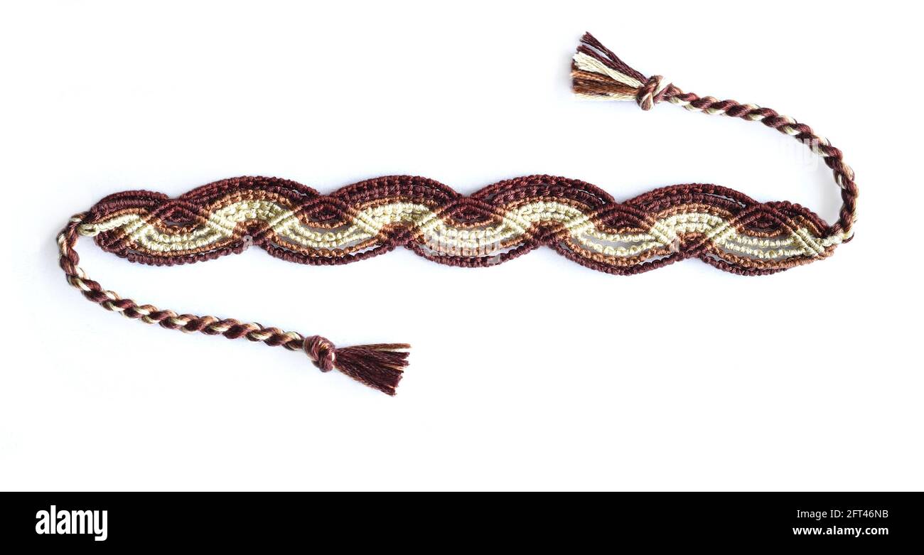 DIY woven brown friendship bracelet with unusual braiding. Summer ...