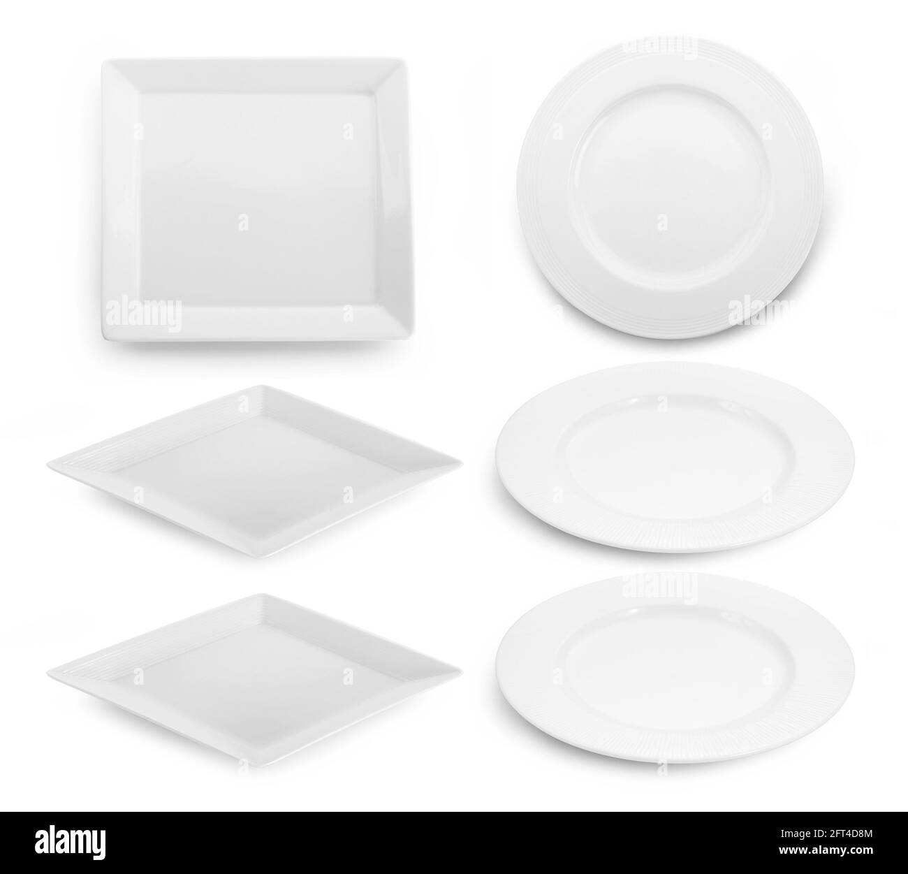 set of plate on white background Stock Photo - Alamy