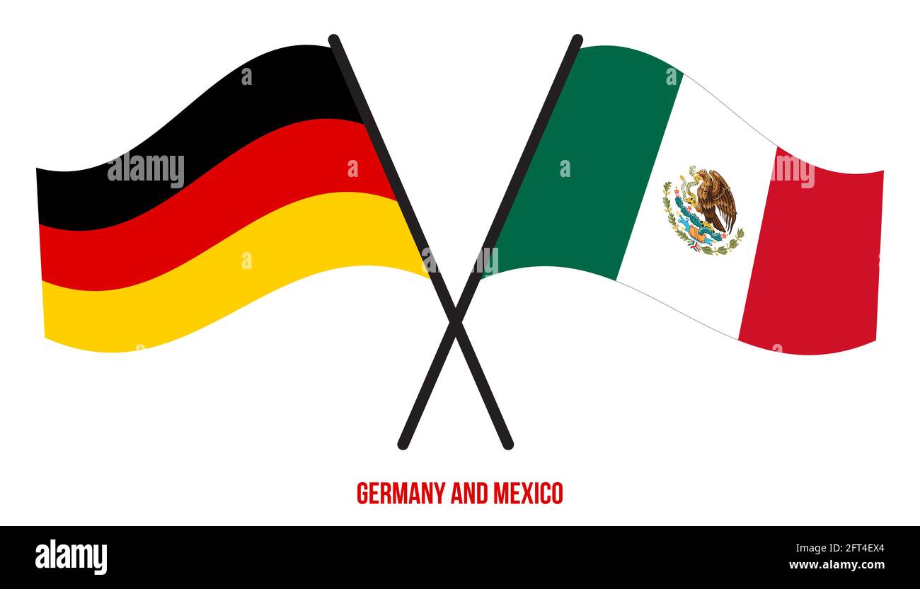 Germany and Mexico Flags Crossed And Waving Flat Style. Official ...