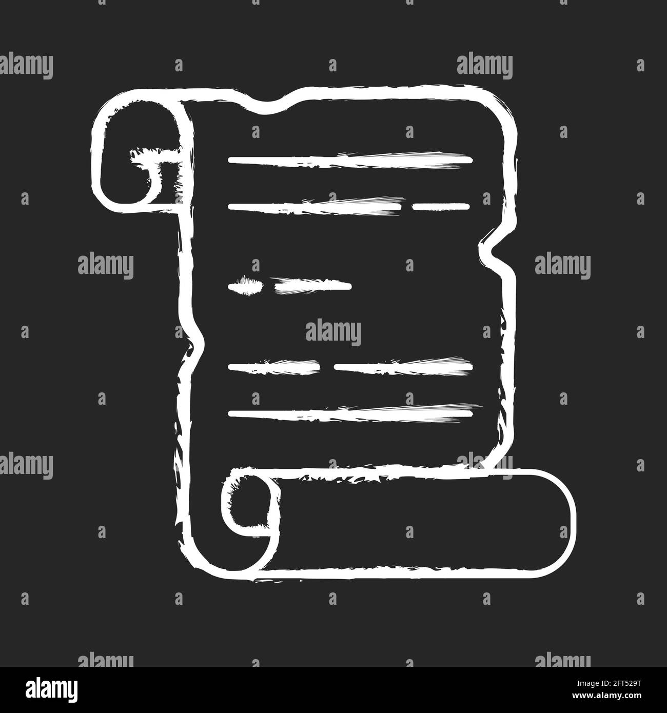 Ancient manuscripts chalk white icon on black background Stock Vector ...