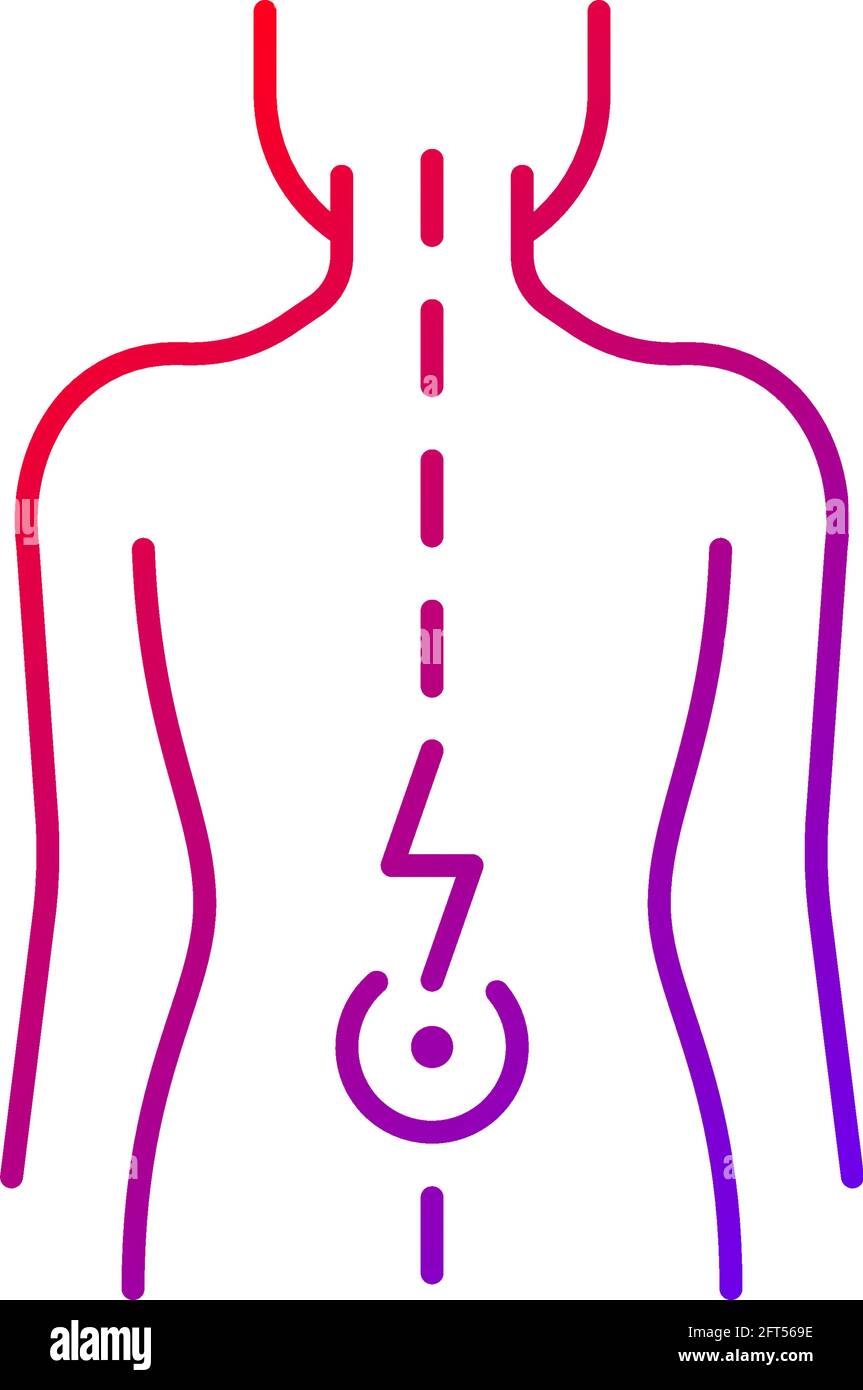 Lower back pain gradient linear vector icon. Aging-related wear ...
