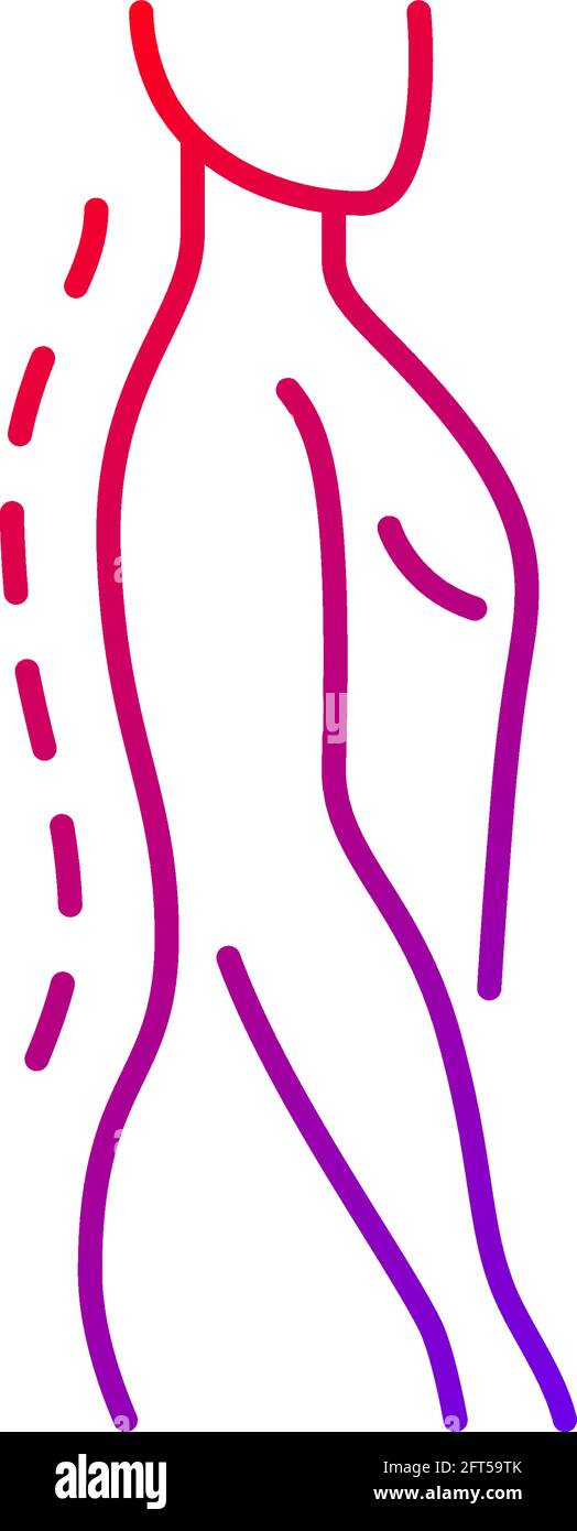 Standing posture correction gradient linear vector icon. Improving ...