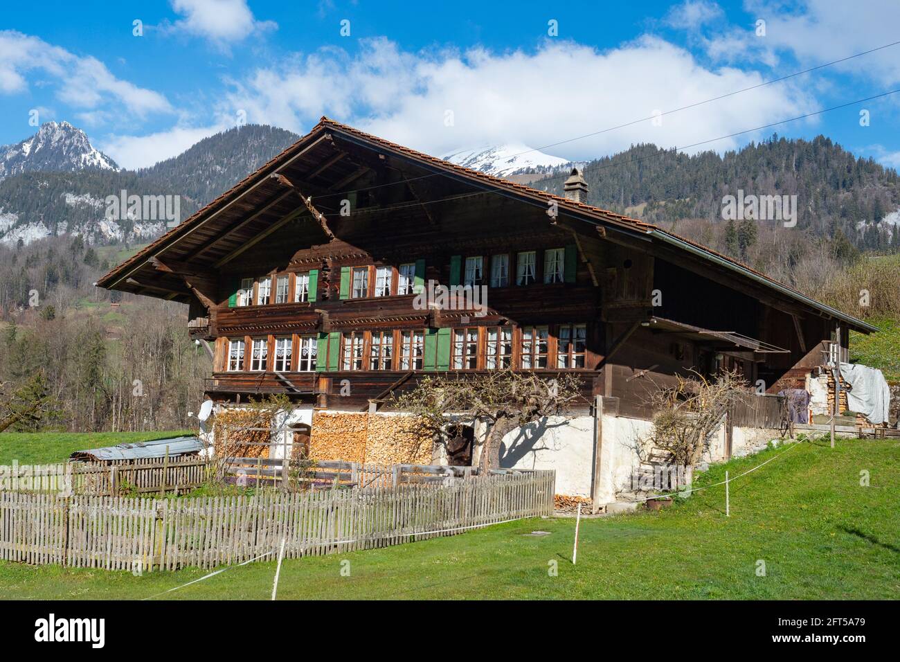 Typical historic farmhouse in Simmental, Switzerland Stock Photo - Alamy