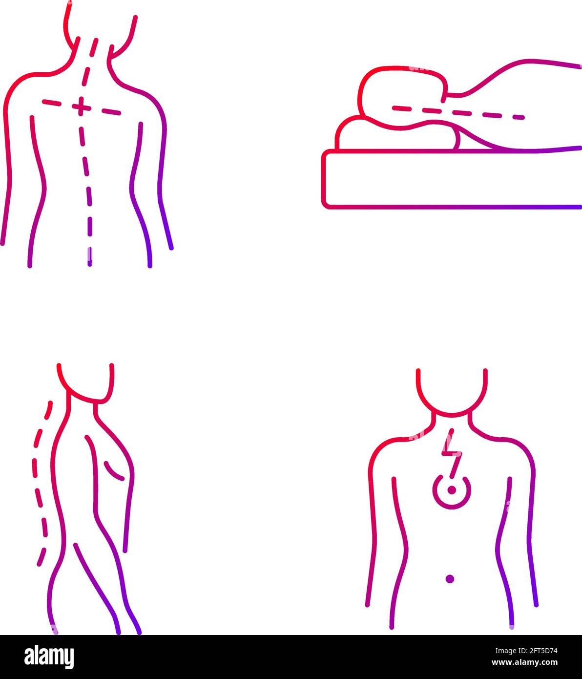 Postural dysfunction gradient linear vector icons set. Head tilt ...