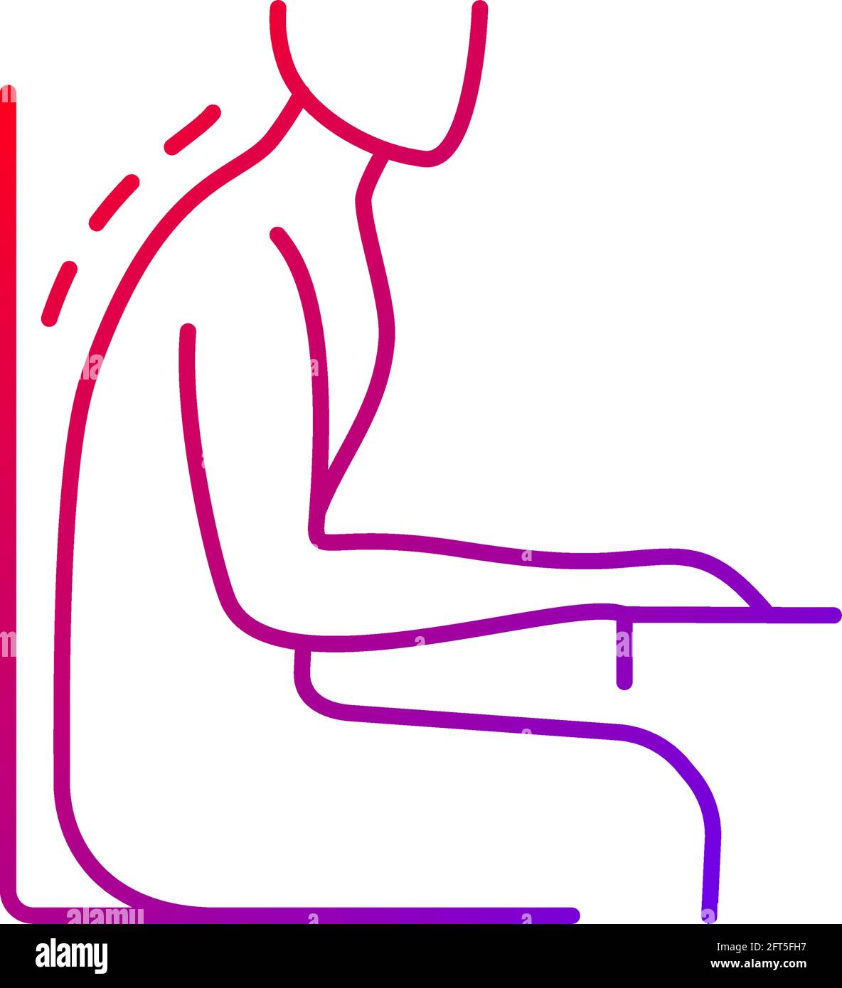 Being bent over desk gradient linear vector icon. Pushing neck and head ...